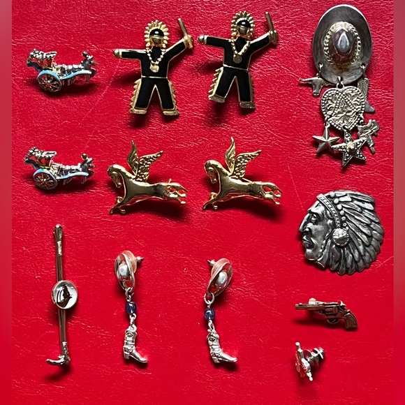 Jewelry | Vintage Native American Equestrian Cowboy Brooch Pins Western ...